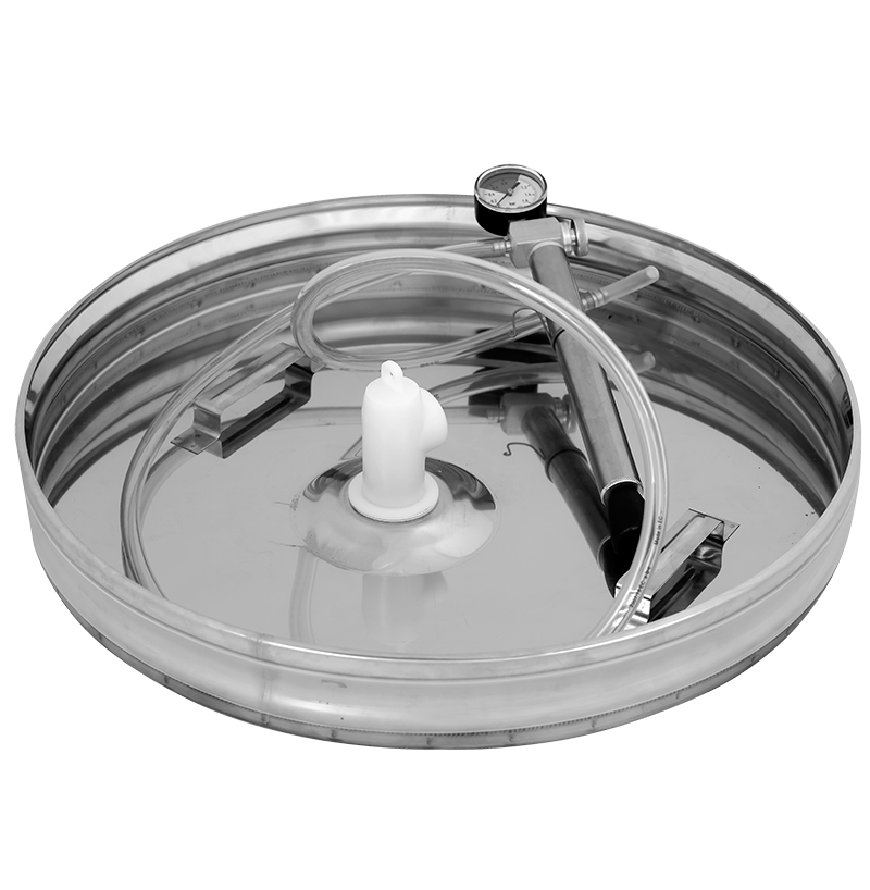 RVS tank op poten 70 liter met vlottend drijvend deksel, pomp, band en ...